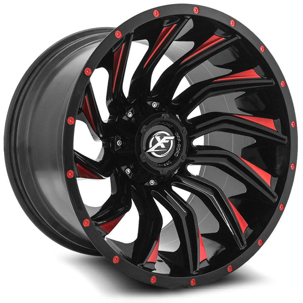 26x14 XF Off-Road XF-224 5x5.5 5x150 Gloss Black & Red Milled Offset ...
