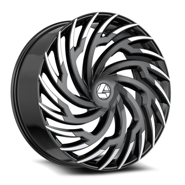 22x9.5 Azara AZA-536 6x135 6x5.5 Gloss Black & Machined Offset (22) Ce ...