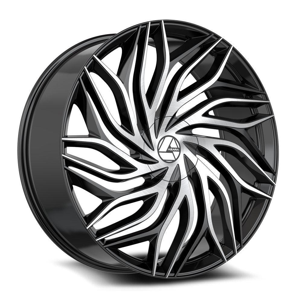 22x8.5 Azara AZA-537 5x4.5 5x120 Gloss Black & Machined Offset (38) Ce ...
