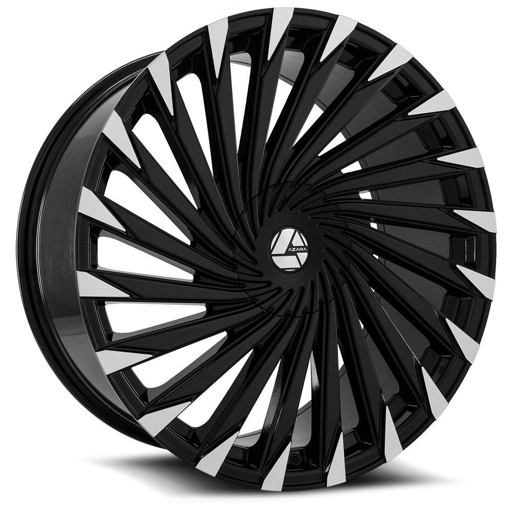 22x8.5 Azara AZA-501 5x4.5 5x120 Gloss Black & Machined Offset (38) Ce ...