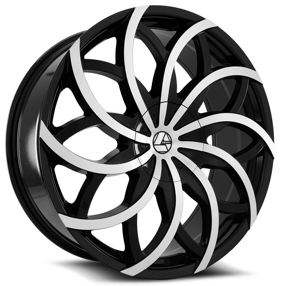20x8.5 Azara AZA-504 5x100 5x4.5 Gloss Black & Machined Offset (35) Ce ...