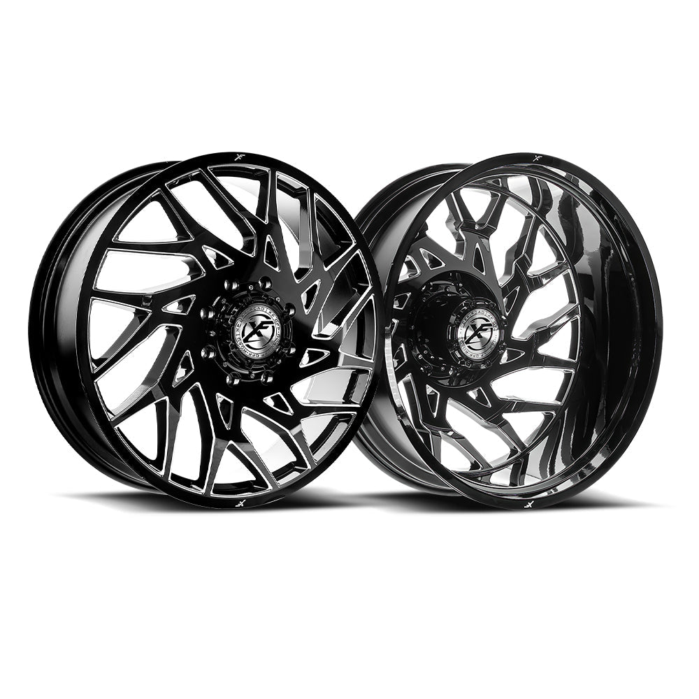 26x8.25 XF Dually XF-229 Dually 8x6.5 Gloss Black & Milled Offset (-23 ...