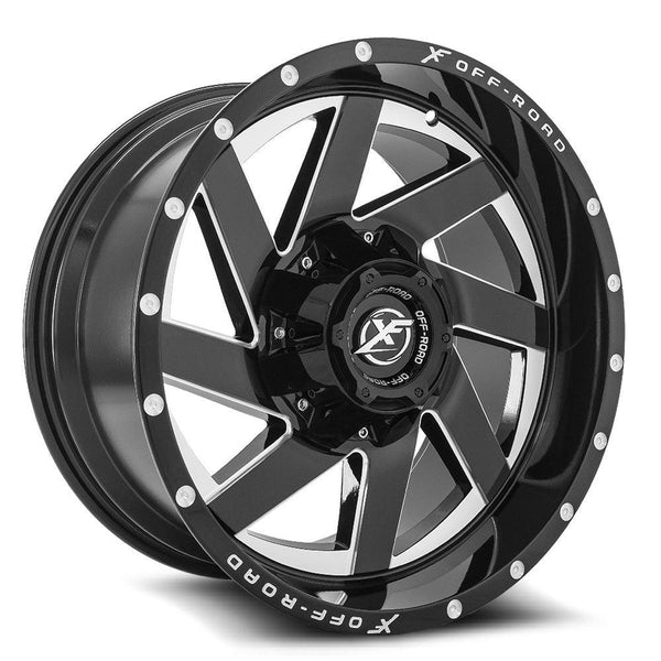 20x10 XF Off-Road XF-205 8x6.5 8x170 Gloss Black & Milled Offset (-12 ...