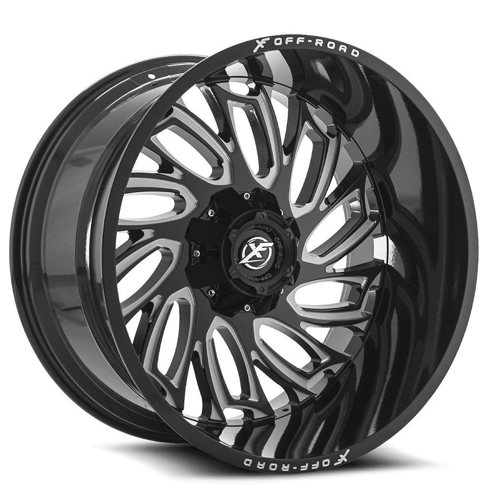 22x12 XF Off-Road XF-207 8x6.5 8x170 Gloss Black & Milled Offset (-44 ...