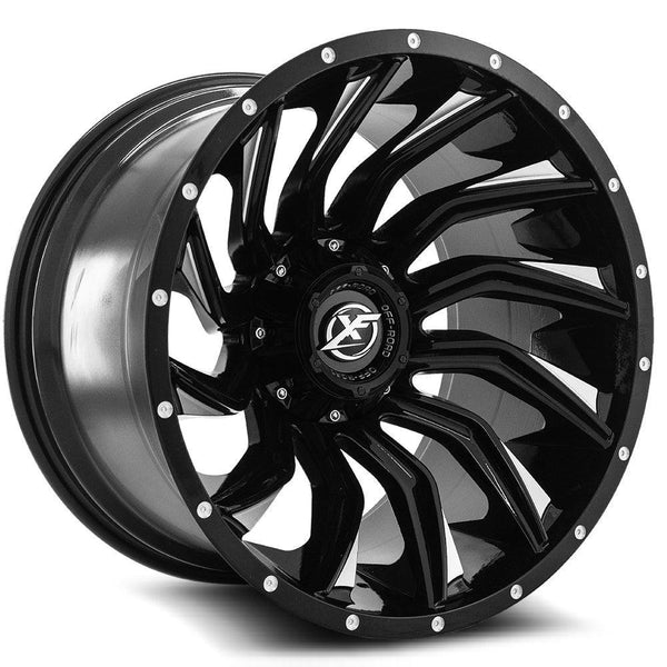 20x10 XF Off-Road XF-224 5x5 5x5.5 Gloss Black & Milled Offset (-24) C ...