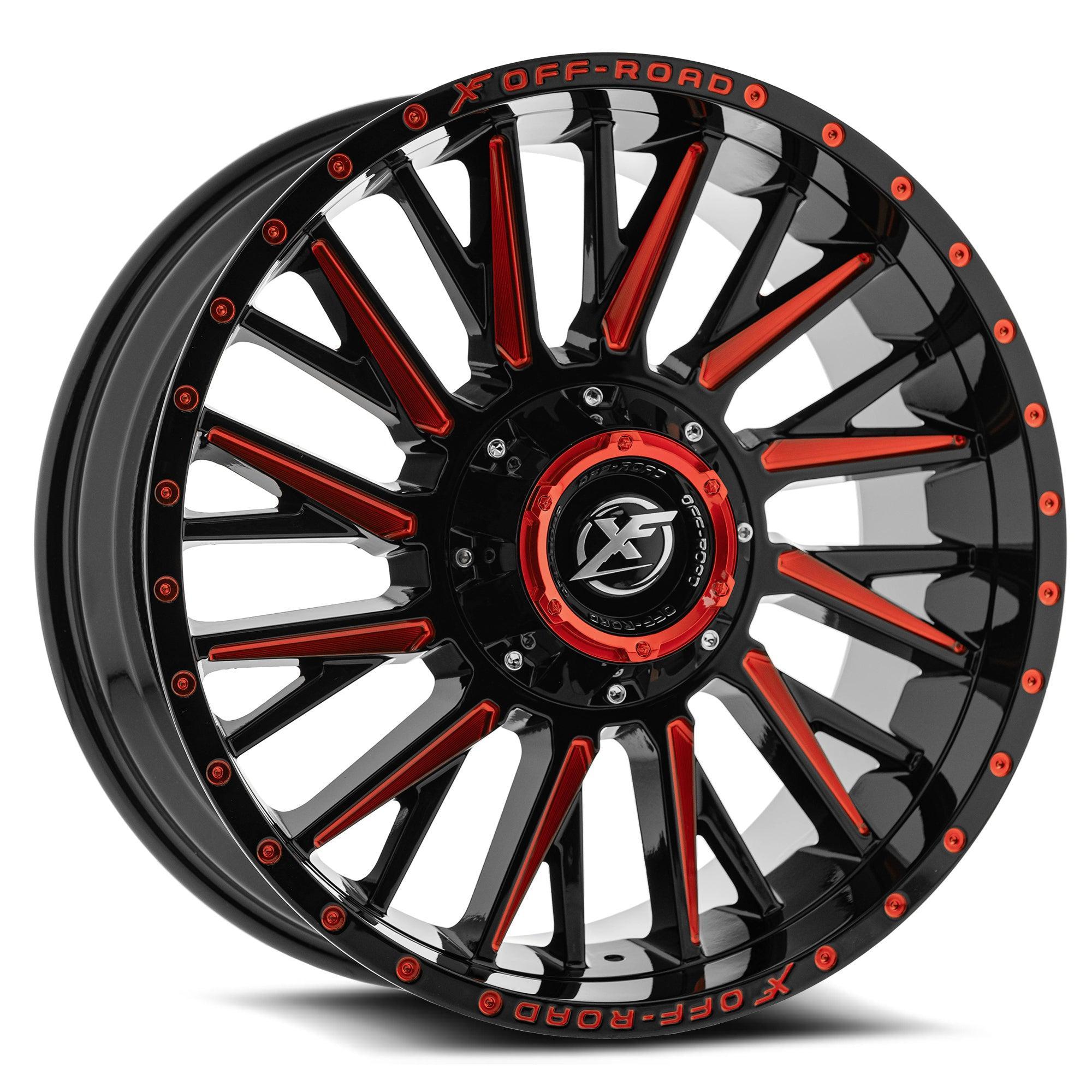 20x10 XF Off-Road XF-226 8x6.5 8x170 Gloss Black & Red Milled Offset ...
