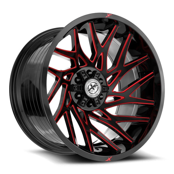 20x10 XF Off-Road XF-229 6x135 6x5.5 Gloss Black & Red Milled Offset ...