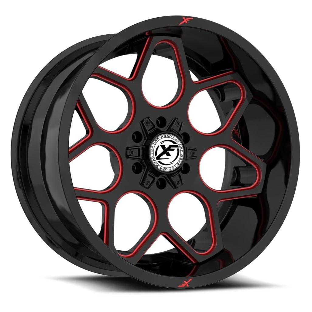 20x10 XF Off-Road XF-233 6x135 6x5.5 Gloss Black & Red Milled Offset ...