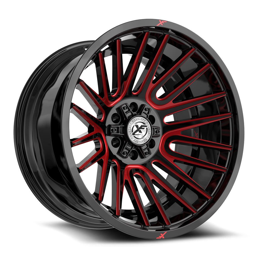 20x10 XF Off-Road XF-234 6x135 6x5.5 Gloss Black & Red Machined Offset ...