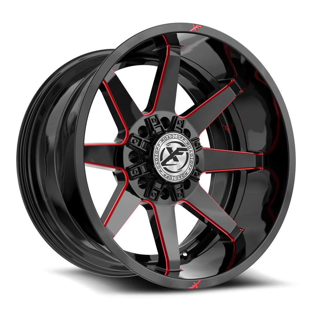 20x10 XF Off-Road XF-236 8x6.5 8x170 Gloss Black & Red Milled Offset ...