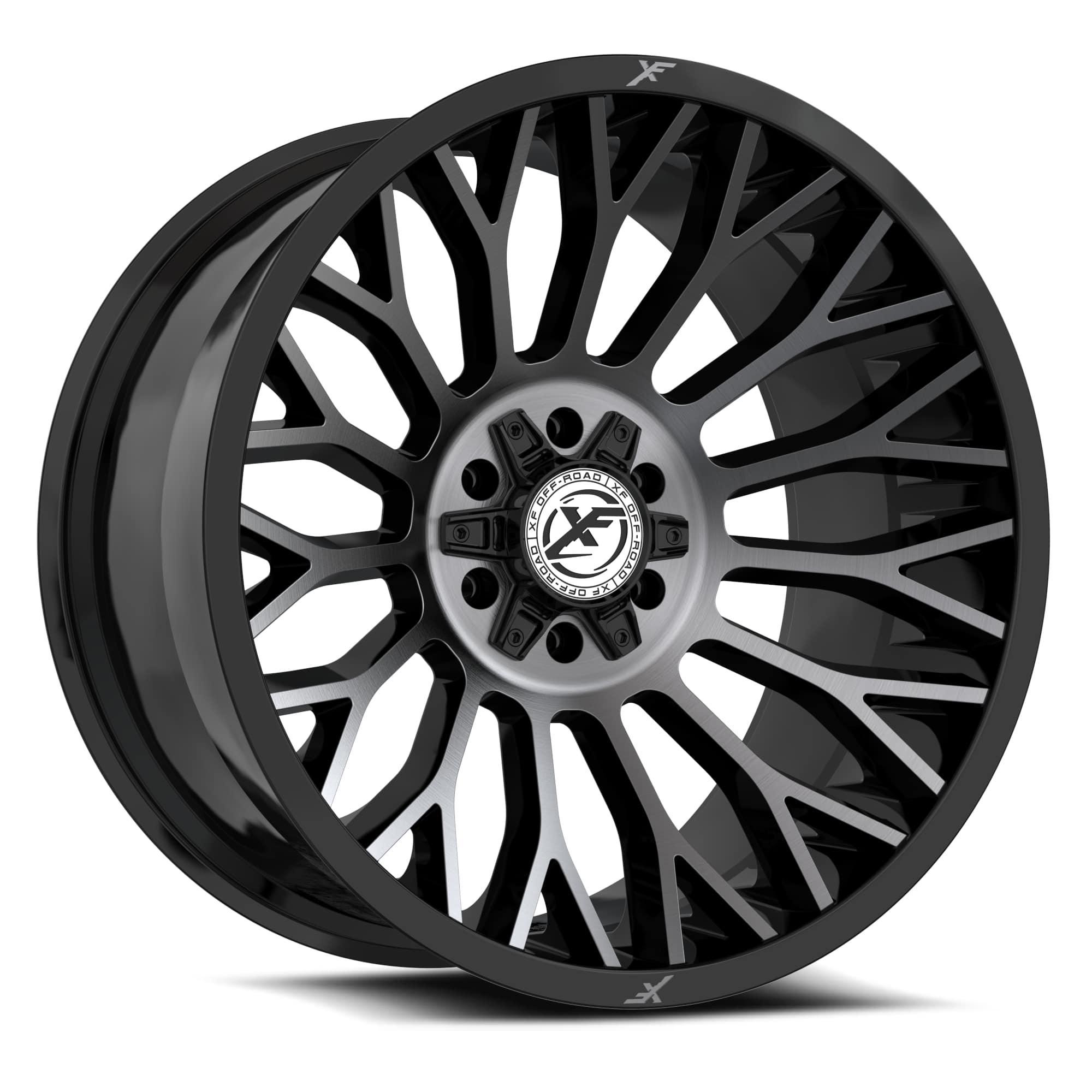 20x12 XF Off-Road XF-237 8x170 8x6.5 Gloss Black & Brushed Double Dark ...