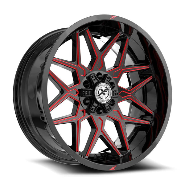 20x10 XF Off-Road XF-238 6x135 6x5.5 Gloss Black & Red Milled Offset ...