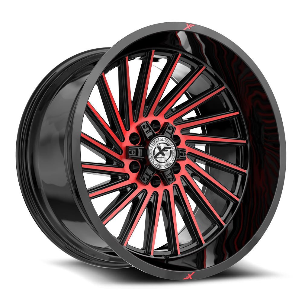 20x10 XF Off-Road XF-239 5x5 5x5.5 Gloss Black & Red Machined Offset ...